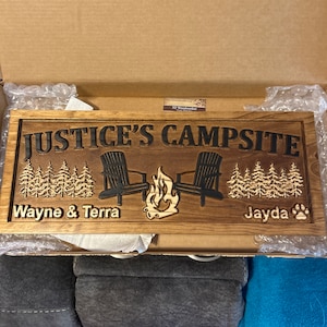 Custom Wood Campfire Sign Family Name Campsite Sign Last Name Sign ...
