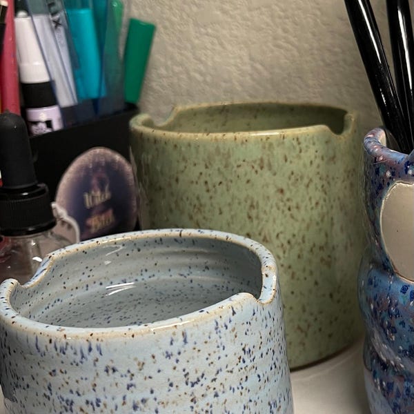 Paint Water Cup in “daisy White”, Ceramic Watercolor Cup, Handmade ...