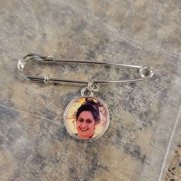 Memorial Photo Lapel Pin Gift for Groom From Bride Has Picture on Front ...