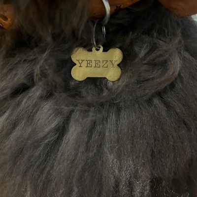 Large Brass Bone Shaped Dog Tag, Moon and Stars Dog Tag, Celestial Tags ...