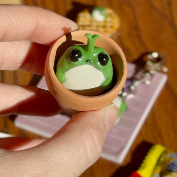 Pumpkin Frog Keychain, Cute Polymer Clay Figurine, Polymer Clay ...