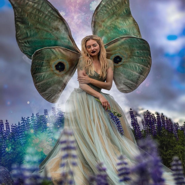 Handmade Green Moon Moth Fairywings for Fantasy Costume, Large Size ...