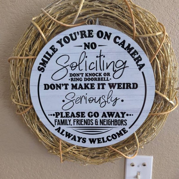No Soliciting Signs for Door, Smile Your on Camera Sign, No Soliciting ...