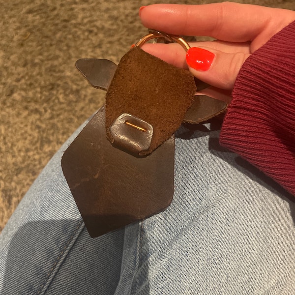 Cow Keyring Accessory Leather Key Ring Cute Cow Rearview Mirror ...