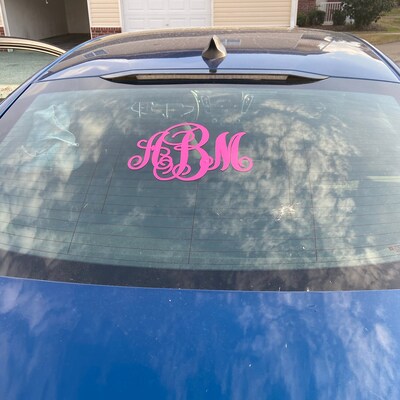 Custom Monogram Car Window Decal Vine Font Personalized Initials ...