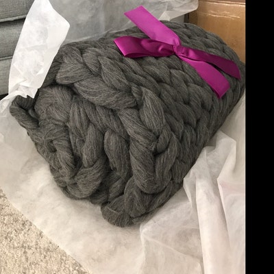 Chunky Knit Blanket, Blanket, Super Chunky Blanket, Giant Knit Blanket ...