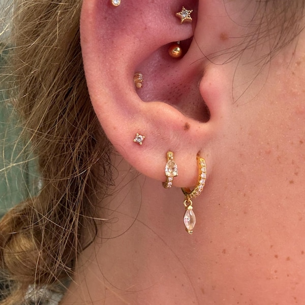 16g Star Rook Earring • Whimsigoth Sparkly Daith Piercing • Cartilage ...