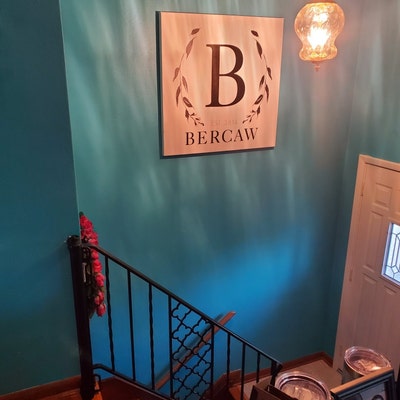 Family Initial Square Farmhouse Sign, Custom Wedding Gift, Personalized ...