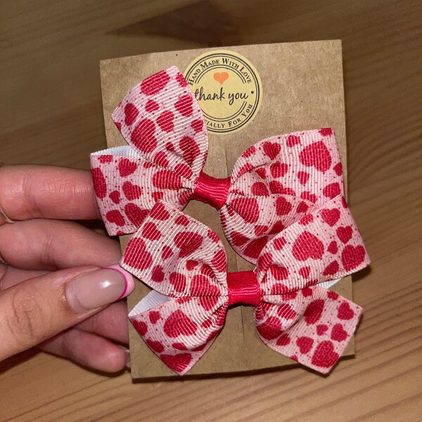 Pair of Dogs Ribbon Hair Bows Alligator Clip/bobbles Girls Baby Toddler ...