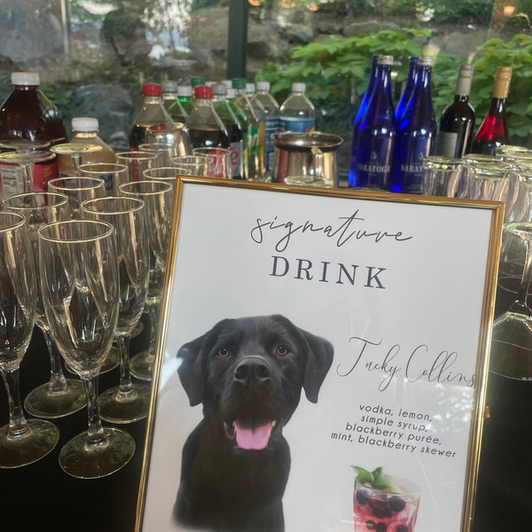 Dog Custom Drink Sign Dog Signature Drink Sign Dog Signature Cocktail ...