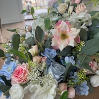 Boho Bridal Bouquet, Blush Pink and Blue Wedding Bouquet, Wedding ...