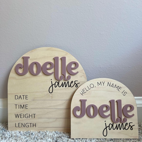 Personalized 'hello, My Name Is' Sign and Birth Stat Sign Newborn ...