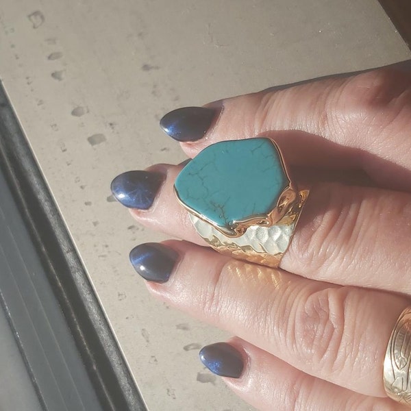 Turquoise Slab Ring - Etsy