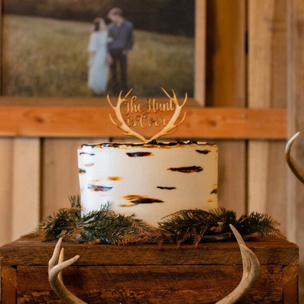Rustic Wedding Cake Topper, Antlers, Monogram Cake Topper, Bridal ...
