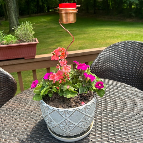 Flower Pot Stake Hummingbird Feeder, Bee-proof, Solid Copper - Etsy