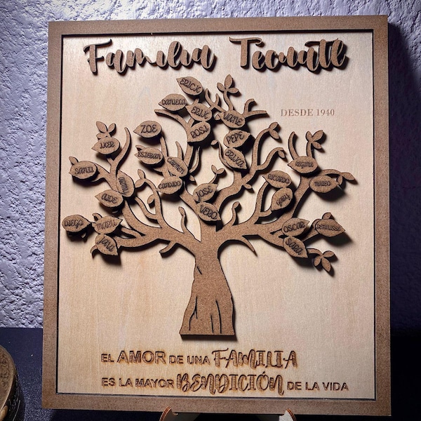 Customizable Family Tree Laser Cut Digital File | Easel File Included ...