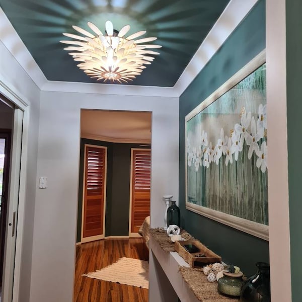 Wood Flower Ceiling Light, DAISY Pendant Light Fixture, Wood Pendant ...