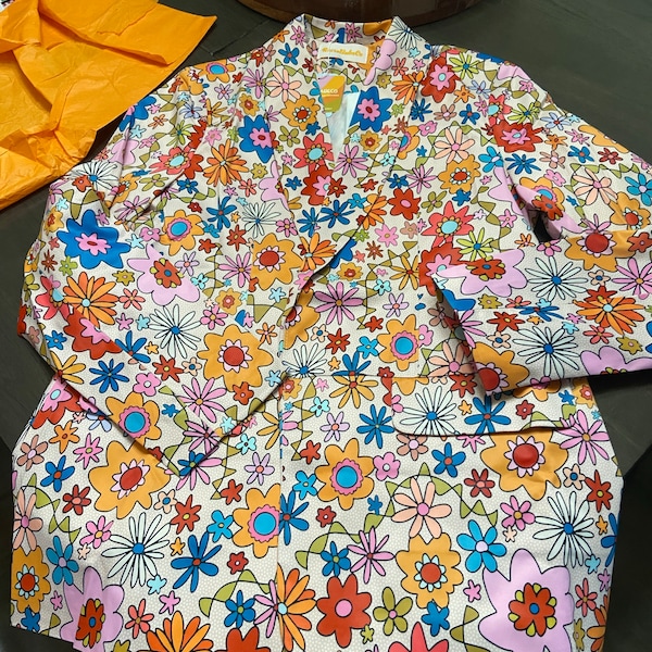 Flower Power Blazer; Funky Colorful Floral Jacket; Retro; Fun Jacket - Etsy
