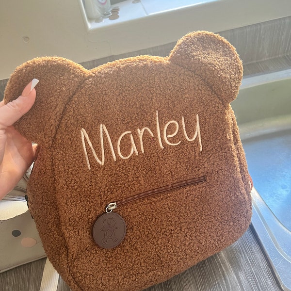 Teddy Bear Backpack Toddler Backpack, Custom Name Backpack Embroidered ...