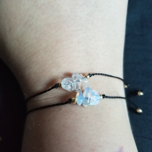 Adjustable Crystal Wish Bracelet Gold Beads Gemstone Bracelet / Healing ...