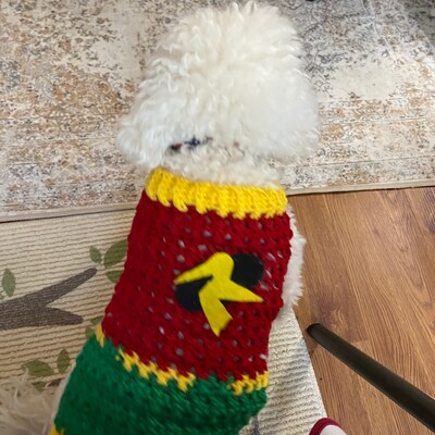 Crocheted Robin Dog Sweater Made to Order. Medium - Etsy