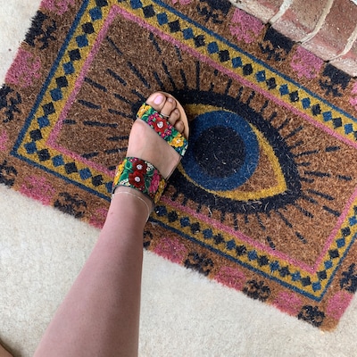 Sandals, Tan Hand Painted Sandals, Floral Painted Sandals, Mexican ...