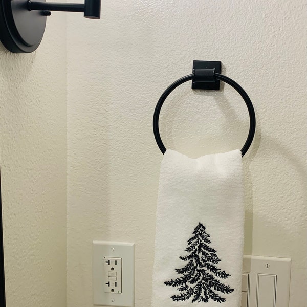 Winter Christmas Tree Embroidered Bath Hand Towel 1, Winter Hoilday ...