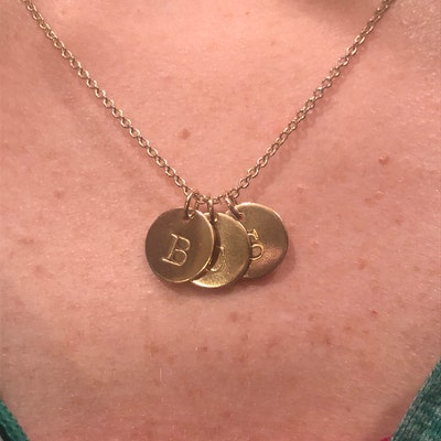 Gold Initial Charm Personalized Initial Disc Gold Filled Initial ...