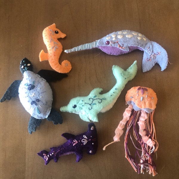 Plush Sewing Pattern for 12 Different Sea Creatures Felt Animals, PDF ...