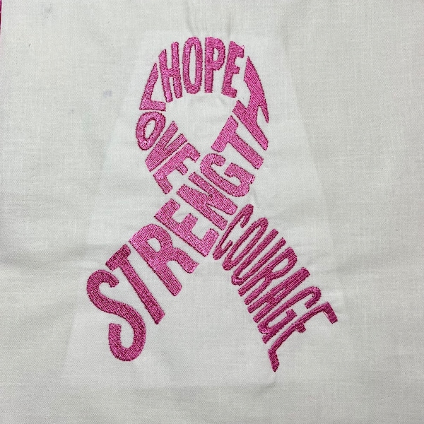 Breast Cancer Awareness Ribbon, Hope Strength Love Machine Embroidery ...