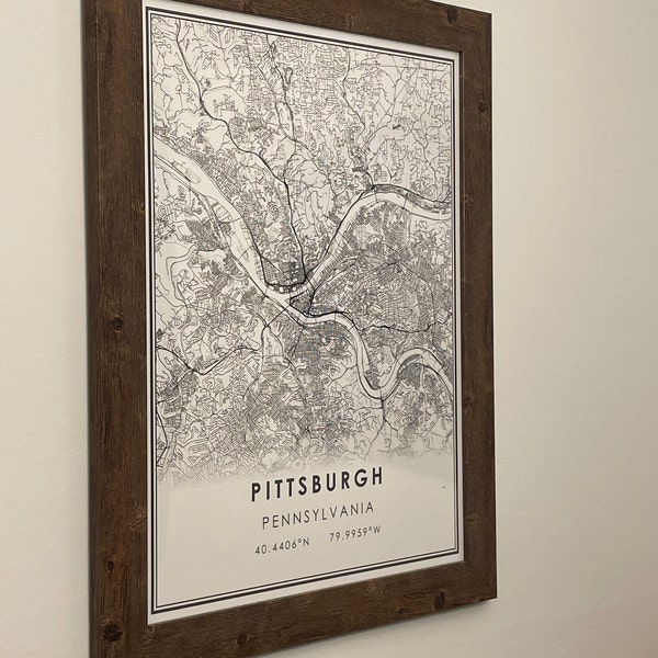 Pittsburgh Map Print Poster Canvas | Pennsylvania Map Print Poster ...