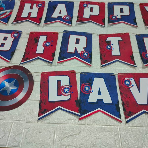 Captain America Birthday Banner, Captain America Party Decoration ...