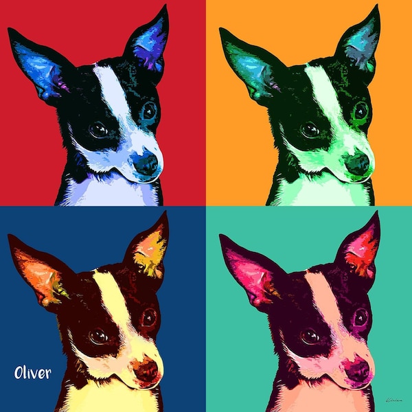 Andy Warhol Custom POP ART Pet Dog Cat Portrait From Photo on Large ...
