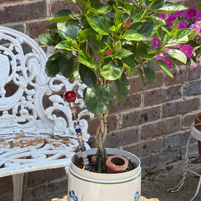 14 Inch Jeweled Garden Stake, Planter Stake, Round Prism Garden Stick ...