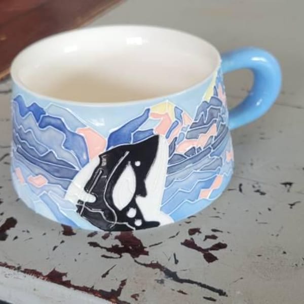 Ethereal Little Girl Flying With Whale Ceramic Coffee Mug Under Sea ...