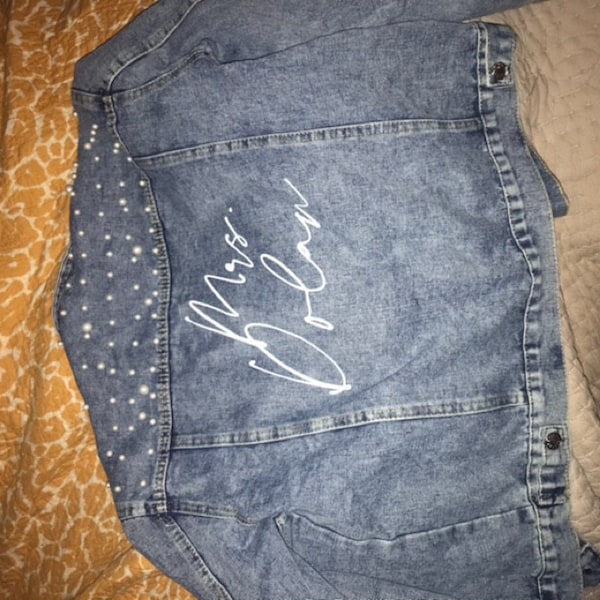 PERSONALIZED Statement Denim Bridal Jacket, Customized Wedding Jean ...