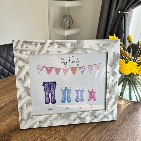 Personalised Family Wellie Print - Personalised Family Print - Custom ...
