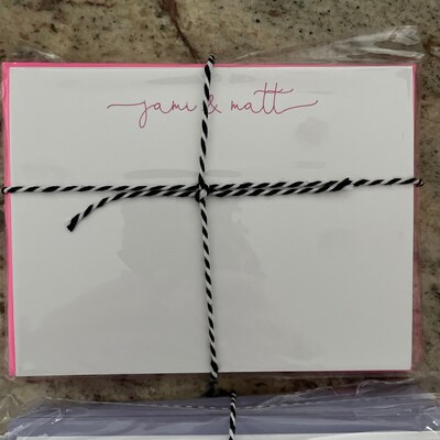 Script Personalized Cards Set for Couples Flat Notecards - Etsy
