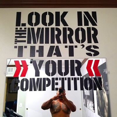 Look in the Mirror. Word Square Wall Fitness Decal Quote for - Etsy