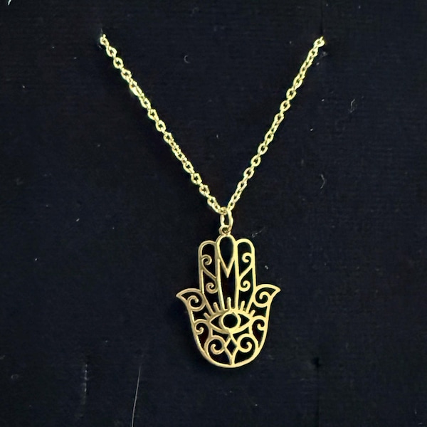 18K Gold Hand of God Necklace, Custom Hamsa Necklace, Protection ...
