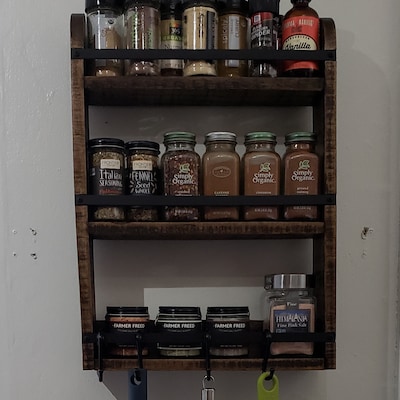 Rustic Reclaimed Wood Spice Wall Rack, Essential Oil Storage - Etsy