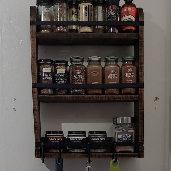 Rustic Reclaimed Wood Spice Wall Rack, Essential Oil Storage - Etsy
