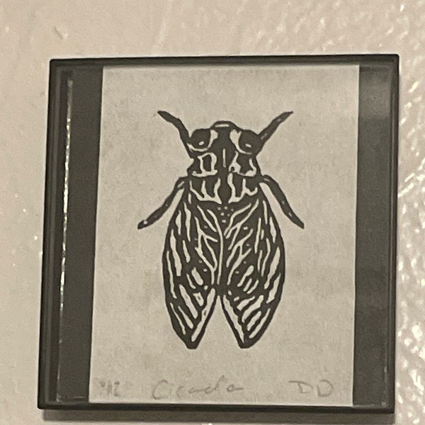Mini Cicada Linocut Print - Etsy