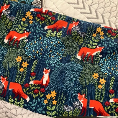 Blue Orange Yellow Gold Fox Woodland Forest Quilter's - Etsy