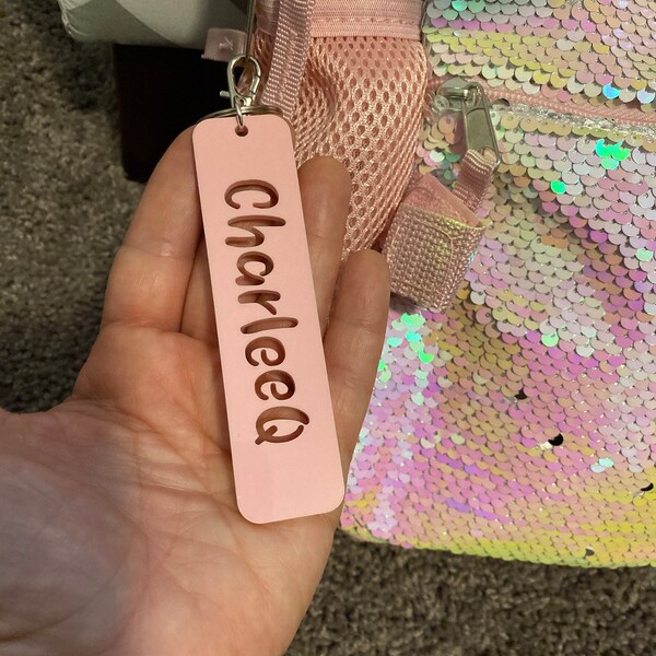 Backpack Tag, Bag Tag, Backpack Name Tag, Name Keychain, Acrylic Name ...