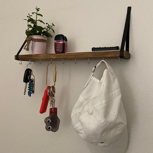 Floating Shelf Key Holder for Wall Wooden Key Storage Key Hook Wall ...