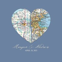Custom Wedding Couple 2 Maps Split Heart DIGITAL DOWNLOAD You 2 Print ...