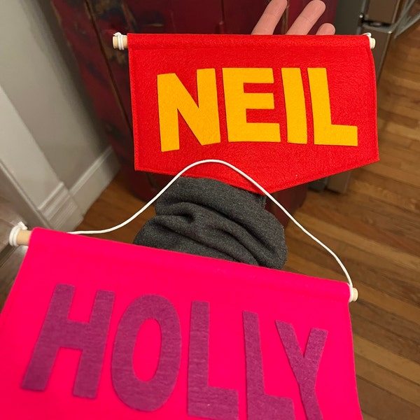 Name Felt Banner in Custom Colours - Personalised Bedroom Door Sign ...