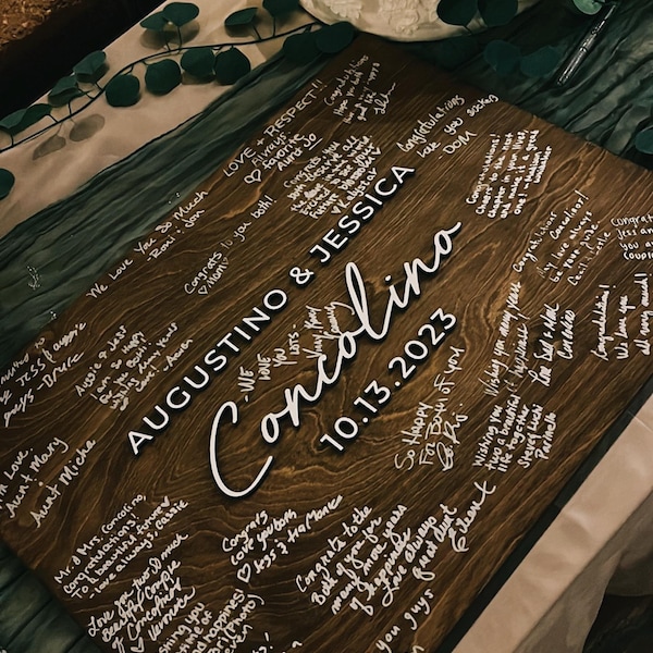 Wedding Wooden Guest Book Alternative, 3D Rustic Guest Book Sign ...