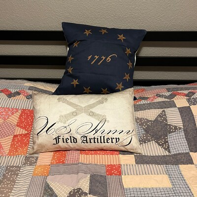 American Pillow Vintage American Flag Colonial Stars Document 100% ...